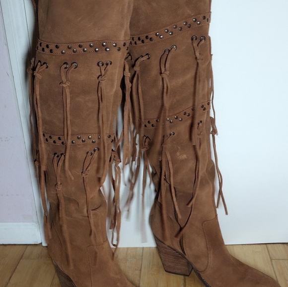 dingo | Shoes | Dingo Sky High 1m Fringe Point Toe Cowboy Boho Brown ...